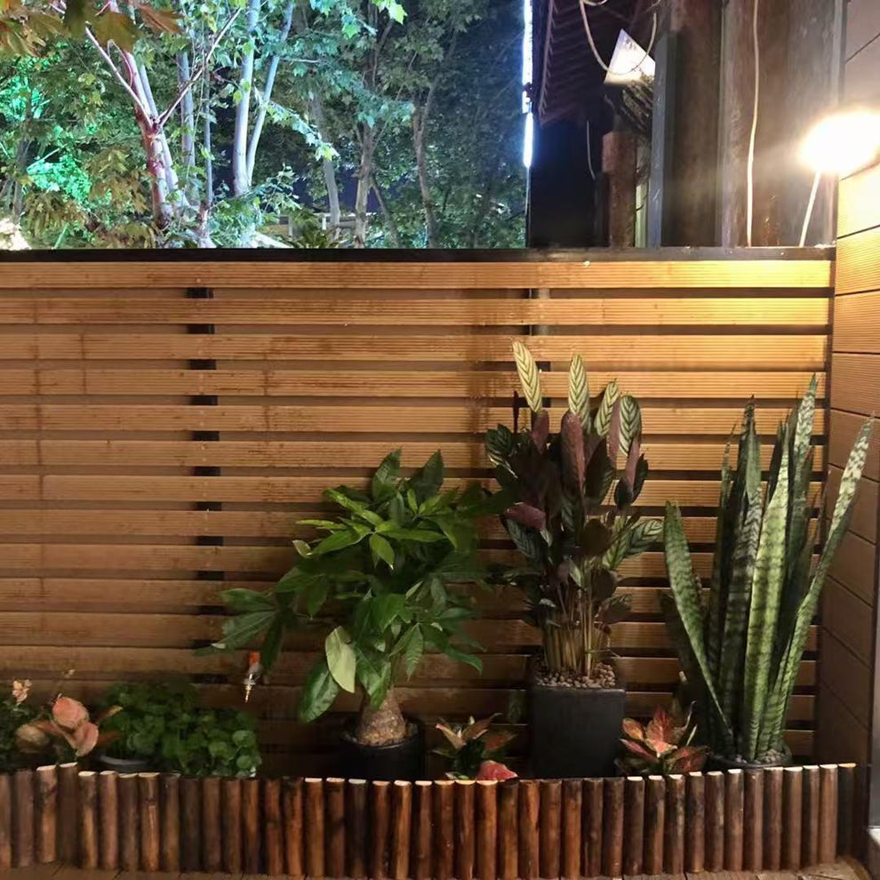 Freestanding Cedar Color Patio Privacy Screen with Planter Box, Privac ...
