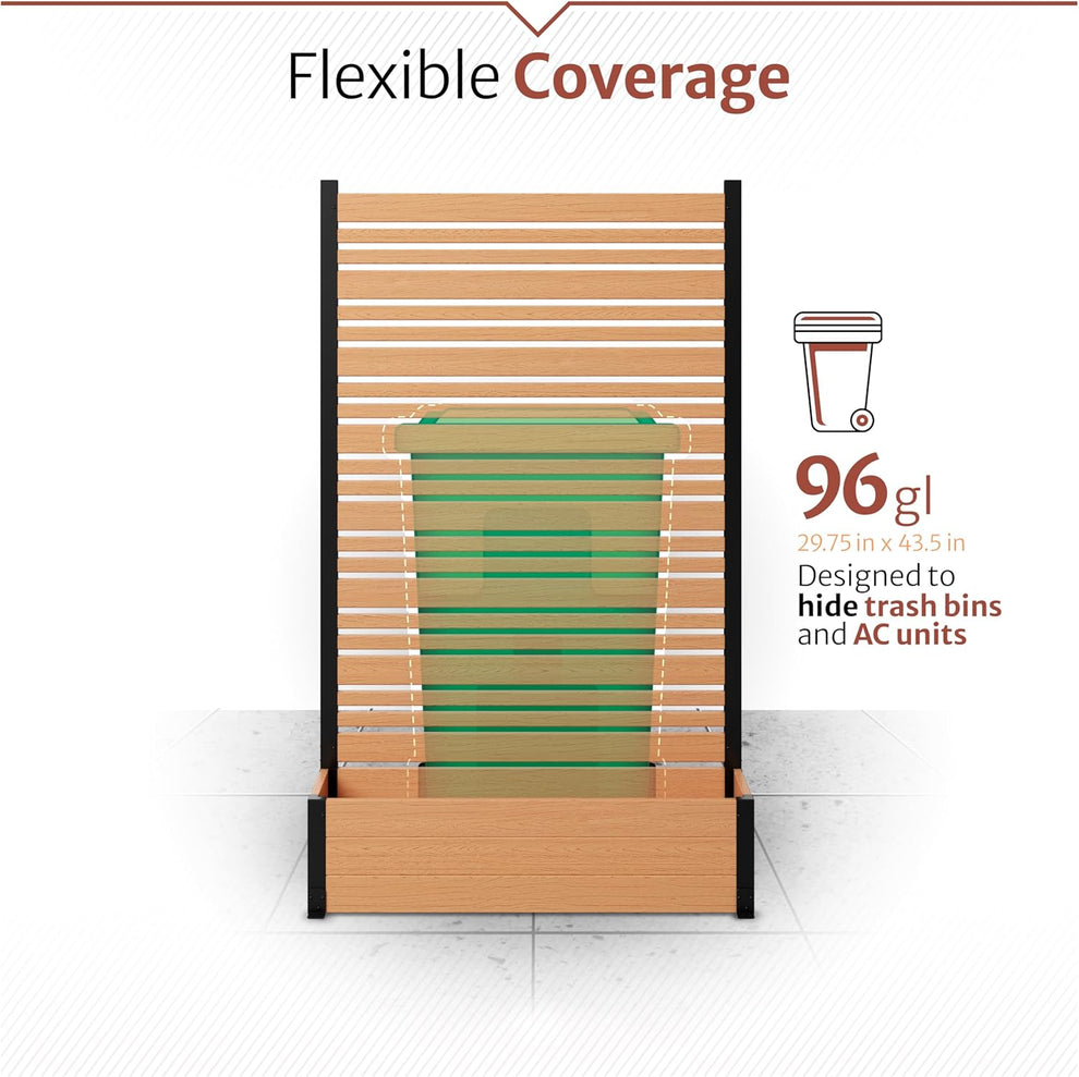 Freestanding Cedar Color Patio Privacy Screen with Planter Box, Privac ...